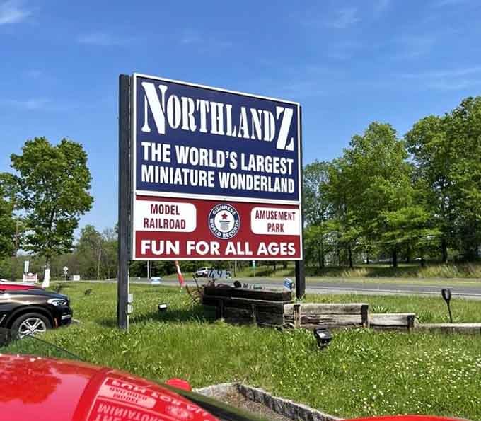 The sign doesn't lie about being the world's largest, and that Guinness World Records badge means serious miniature railroad business.