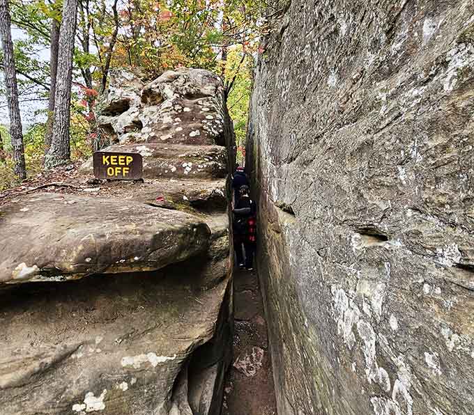 Fat Man's Squeeze lives up to its name – a narrow rock passage that's nature's way of keeping us humble.