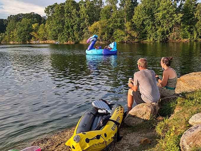Perched on the quarry ledge, these folks have found the best seats in the house for sunset watching.