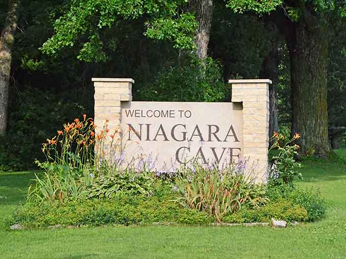 This sign marks the entrance to an adventure that's been millions of years in the making, discovered by wandering pigs.