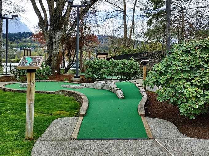 Miniature golf where the only thing smaller than the course is your chance of beating a determined kid.