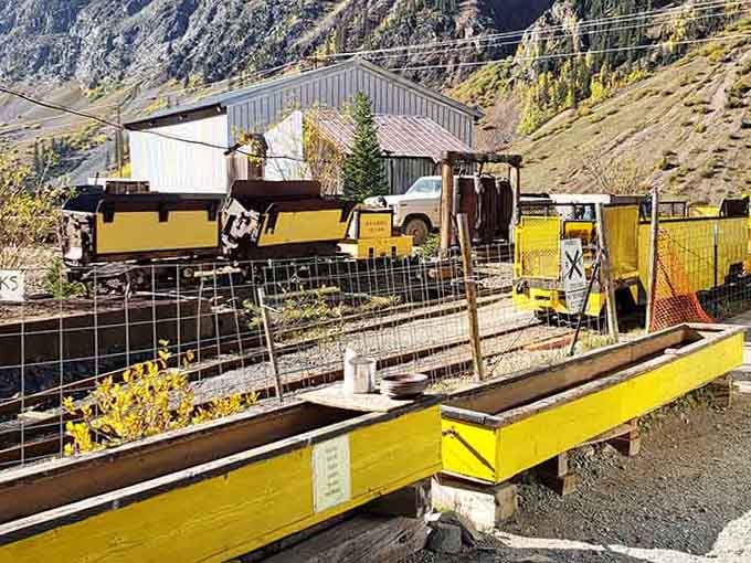 The outdoor station area where your journey begins, surrounded by peaks that have witnessed over a century of stories.