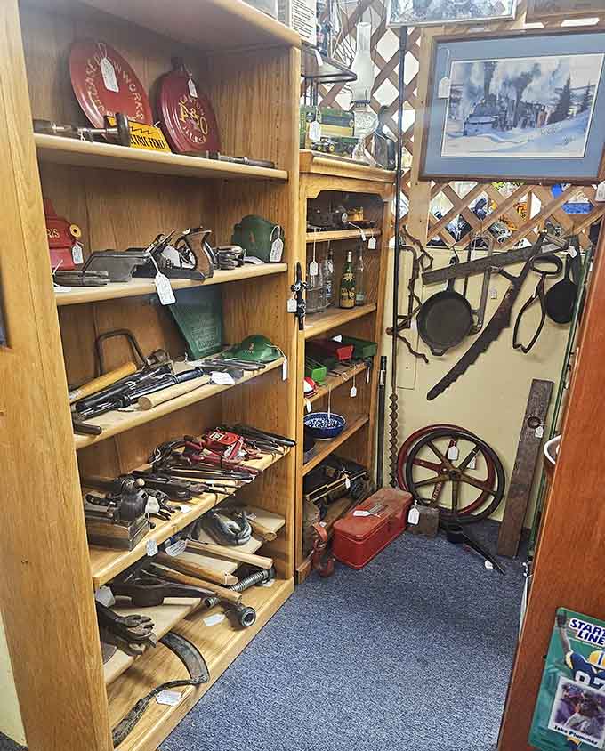 Vintage tools displayed like the serious implements they are, back when fixing things yourself was normal.
