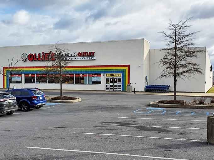 The parking lot welcomes you with open spaces, making loading your treasures easier than finding deals.