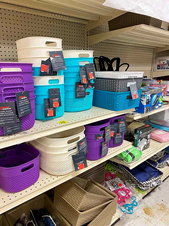 Colorful storage baskets ready to organize your life without disorganizing your budget in the process.