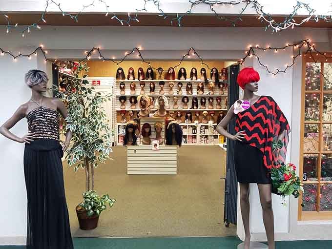 A wig boutique tucked inside the market, because why shouldn't your flea market offer complete makeover potential?