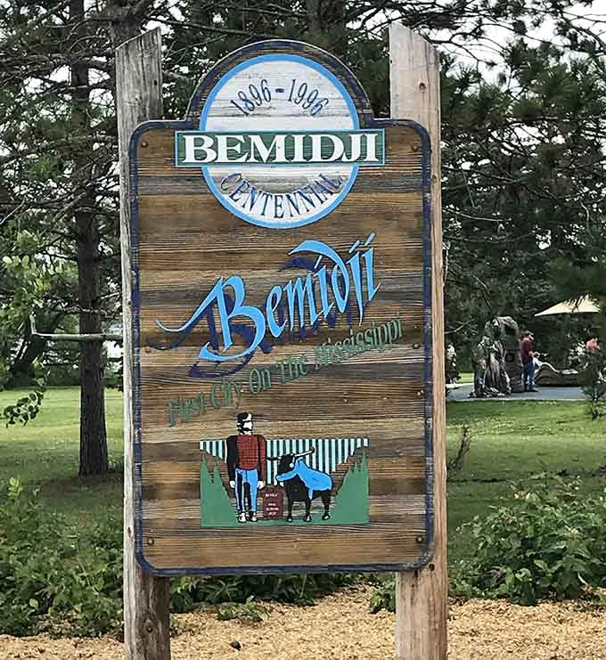 The welcome sign promises "First City on the Mississippi," adding geographical bragging rights to legendary ones.