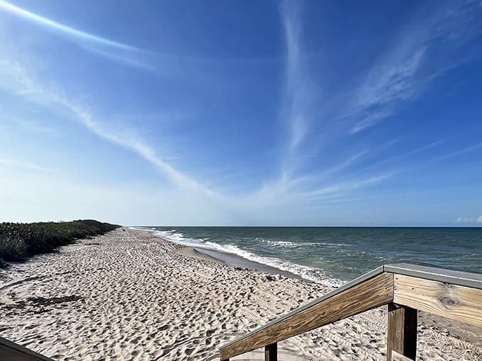 Endless sky meets endless ocean at a beach where nature still calls most of the shots.
