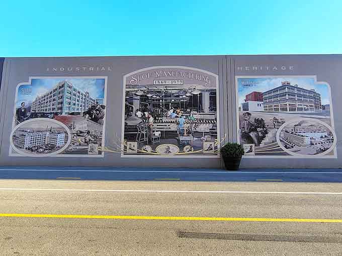 Shoe manufacturing machinery gleams with industrial pride—Portsmouth built more than just a town, it built an empire.
