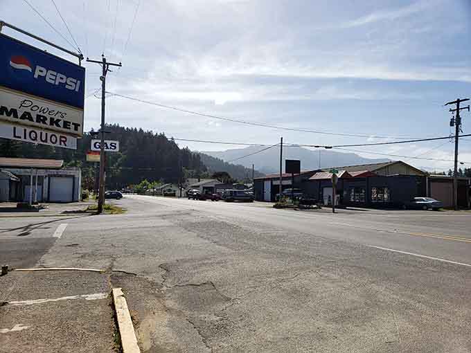 Downtown Powers captures that authentic frontier town atmosphere, where every building tells stories and cell service tells nothing.