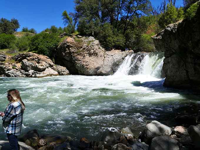 The full majesty of Rainbow Pool revealed, where waterfall meets swimming hole in Sierra Nevada splendor worth the drive.