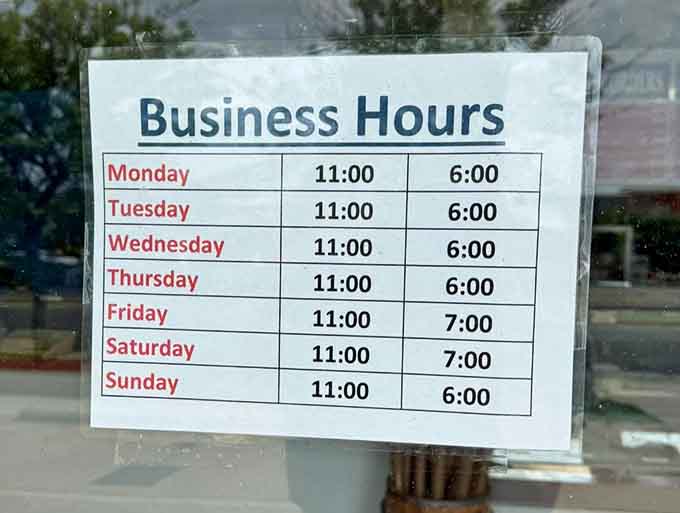 Consistent daily hours mean you can plan your seafood fix with the reliability of your favorite television show's time slot.