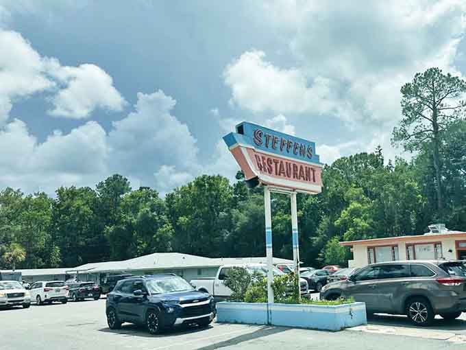 A packed parking lot tells you everything you need to know about what's waiting inside.