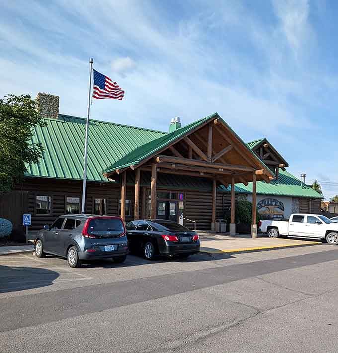 Snipes Mountain Restaurant's log cabin charm invites diners to experience hearty meals in surroundings that feel authentically Pacific Northwest rustic.