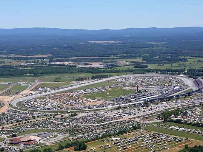 From above, Talladega looks like a giant's racetrack toy, except this one's very real and very, very fast.