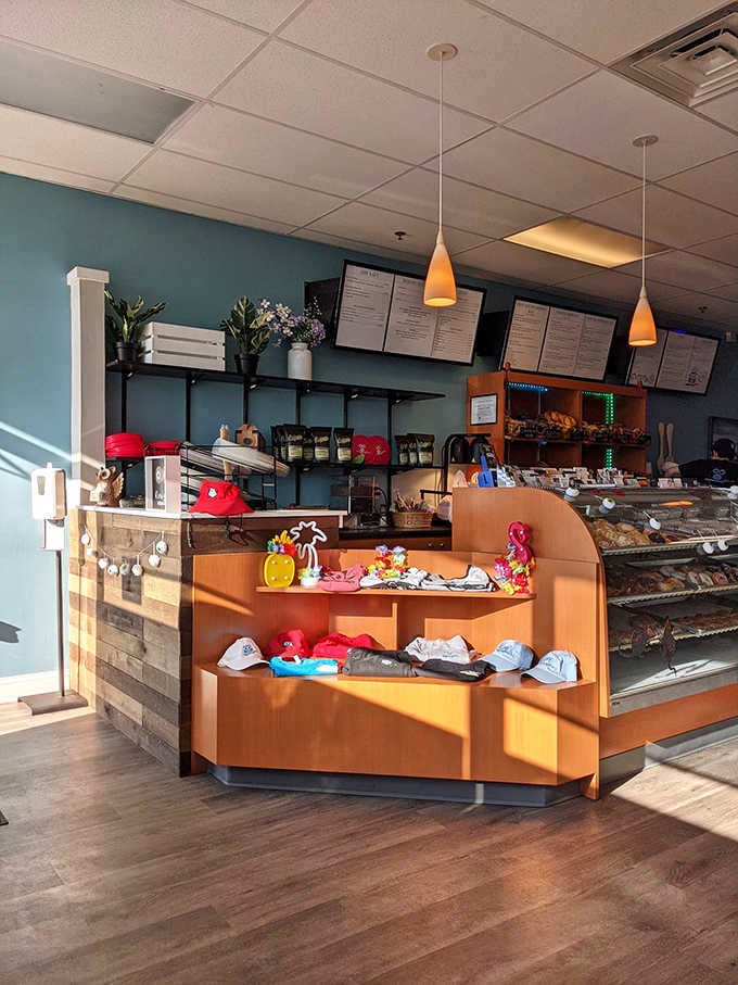 The counter area where breakfast magic happens, complete with cheerful touches and everything you need for morning happiness.