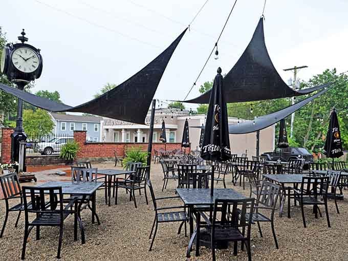 The outdoor patio with shade sails offers alfresco dining that turns ordinary meals into memorable warm-weather experiences worth repeating.