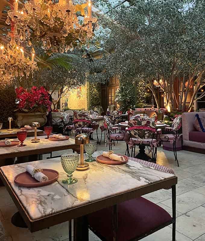 Another angle reveals more botanical magic, where every corner offers a new perspective on this enchanted dining space.
