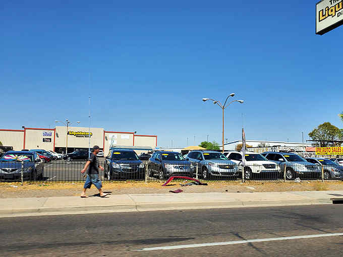 The parking lot stays busy because word spreads fast when a store offers legitimate deals on legitimate merchandise.