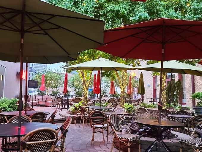 The patio offers al fresco dining where you can enjoy your steak while watching the world go by.