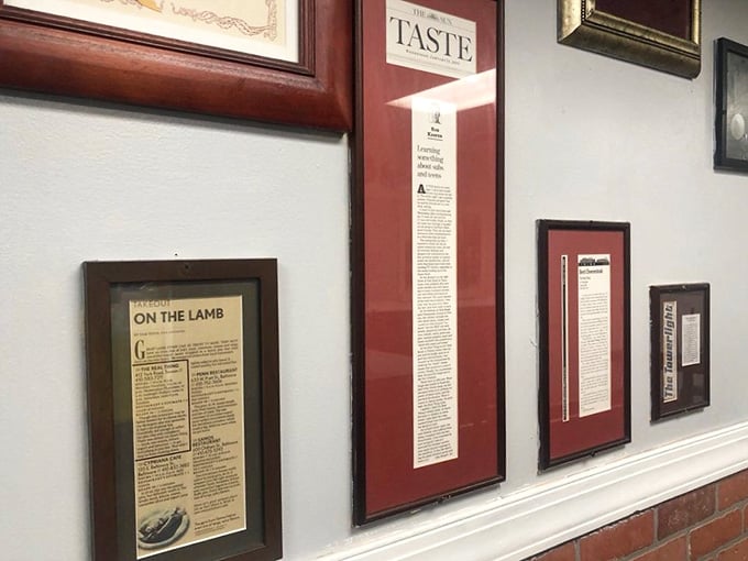 Framed reviews and accolades line the walls, telling the story of a place that's earned its reputation.