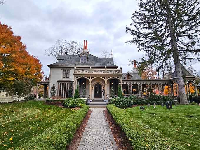 Victorian elegance with that wraparound porch practically begging you to sit with sweet tea and watch the world slow down.