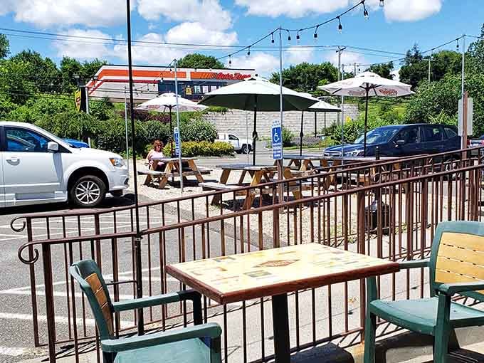 Outdoor seating lets you enjoy your meal al fresco, perfect for those beautiful Connecticut days worth savoring slowly.