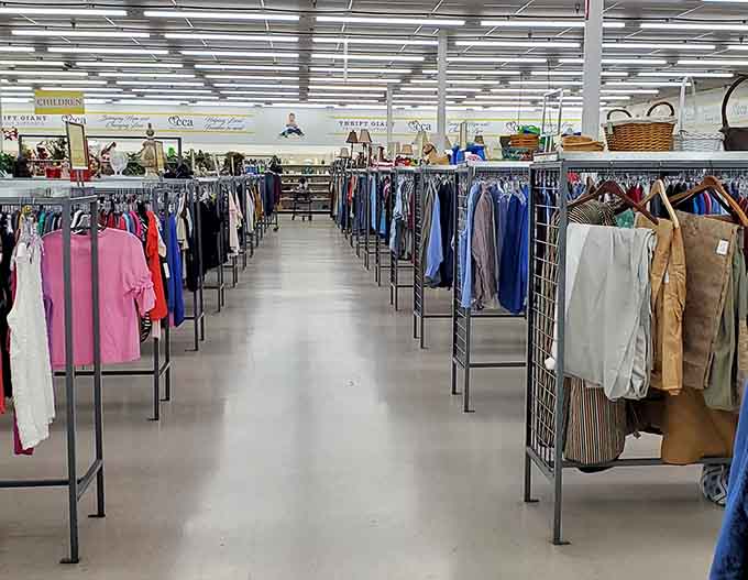 Aisles so long and organized you might actually forget you're thrift shopping and think you've entered retail paradise.