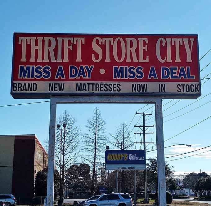 The roadside sign reminds passing drivers that missing even one day means missing out on deals that won't wait around.
