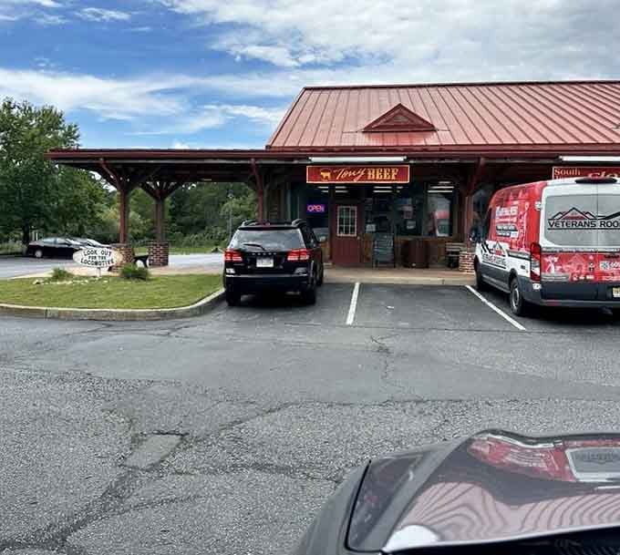 Ample parking under a covered entrance means rain or shine, nothing stands between you and your burger destiny today.