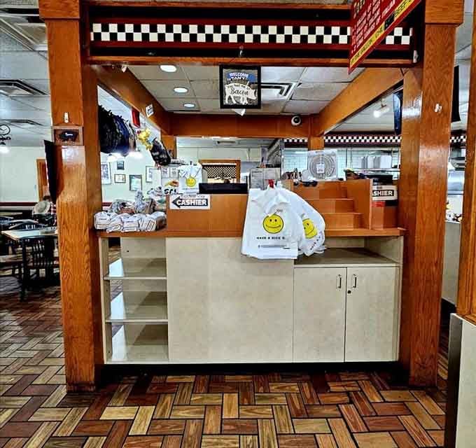 The cashier counter: where dreams of reasonable portion control go to die, and nobody's complaining about it one bit.