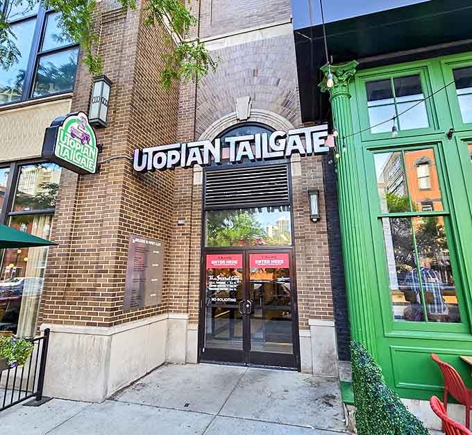 The entrance promises adventure, and trust us, Utopian Tailgate delivers on that promise in the most colorful way possible.