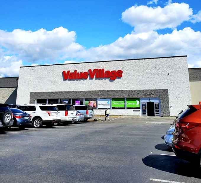 The parking lot on a sunny day, your gateway to treasure hunting without the treasure map fees.