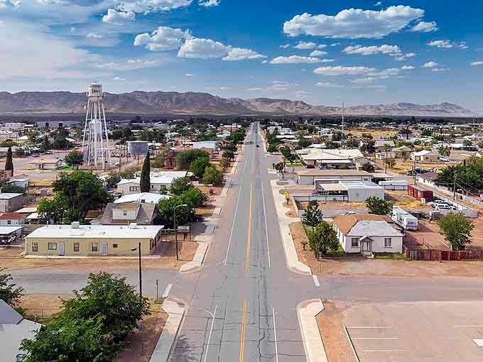 From above, Van Horn stretches toward those mountains like a lifeline across the desert, small but mighty and enduring.