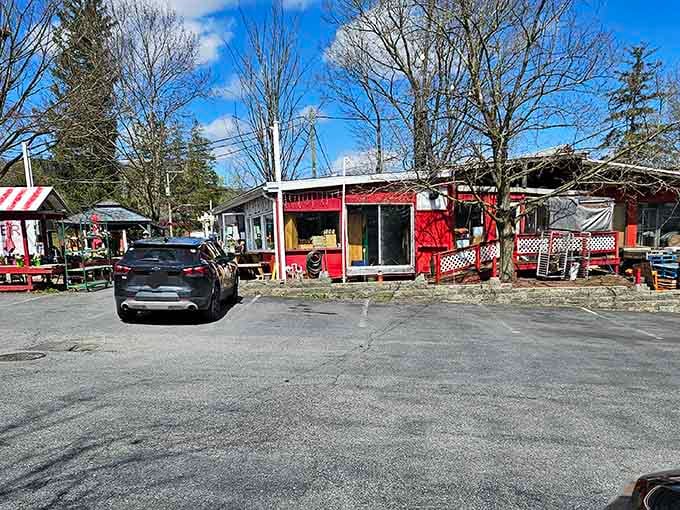The casual parking area welcomes everyone from hikers to families to anyone craving seriously good homemade food.