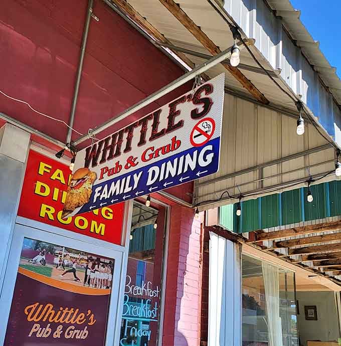 The sign says it all: Family Dining Room, where oversized tenderloins and good times are always on menu.