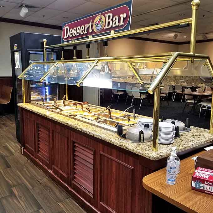 The dessert bar stands ready with an array of sweet temptations that'll test your willpower and win.