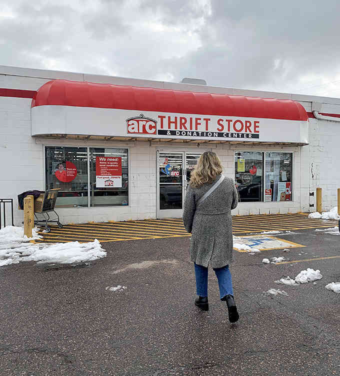 Winter weather can't stop determined shoppers from approaching this treasure palace where twenty-five dollars works absolute magic.