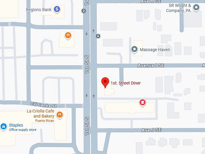 16. 1st. street diner's map