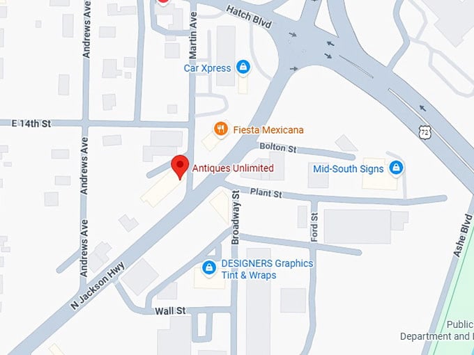 16. antiques unlimited map