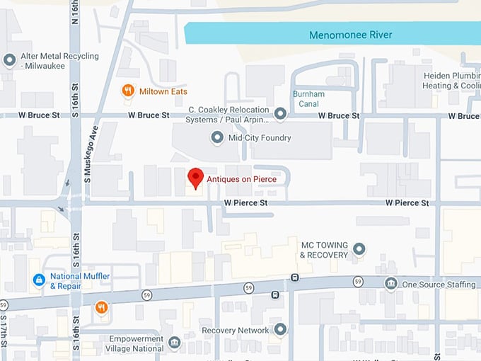 16. antiques on pierce map