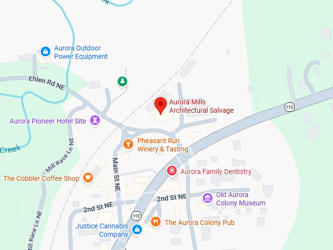 16. aurora mills architectural salvage map