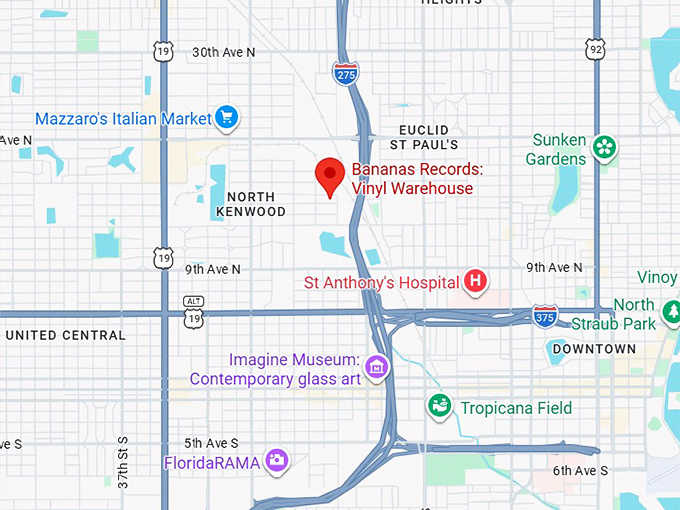 16. bananas recordː vinyl warehouse (2226 16th ave n) map