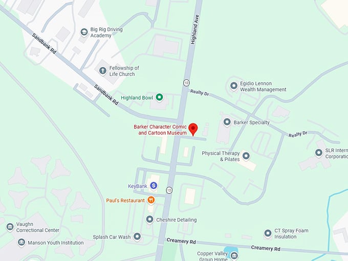 16. barker character comic and cartoon museum map