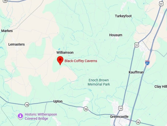 16. black coffey caverns map