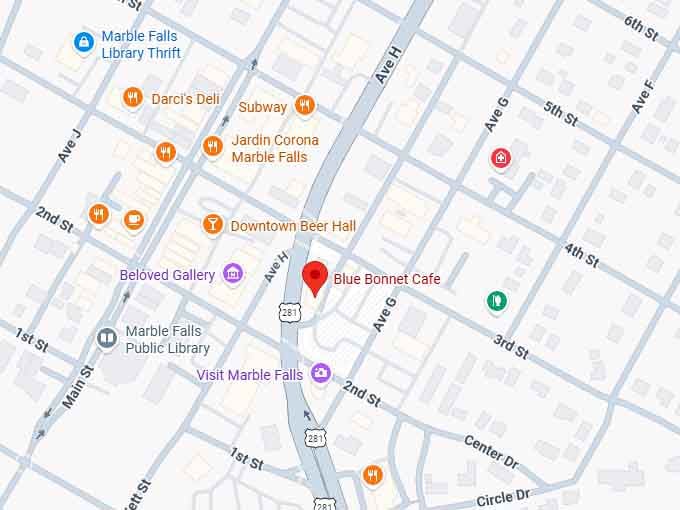 16. blue bonnet cafe map