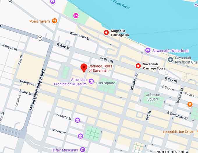 16. carriage tours of savannah map