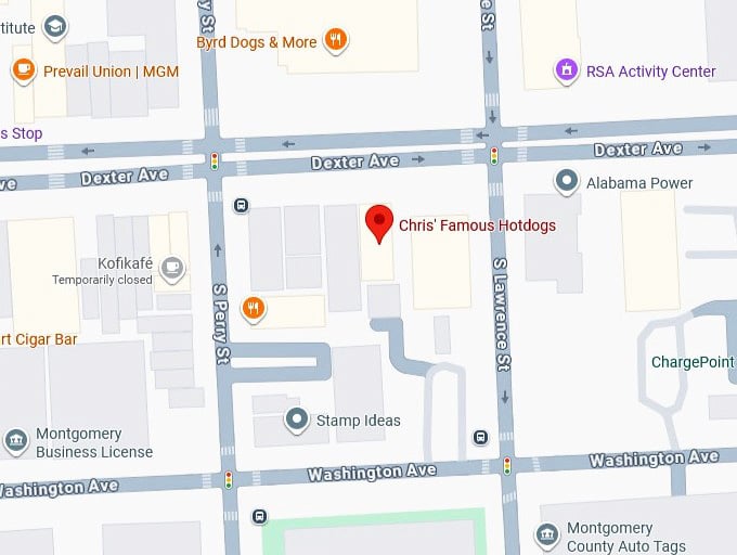 16. chris' famous hotdogs' map