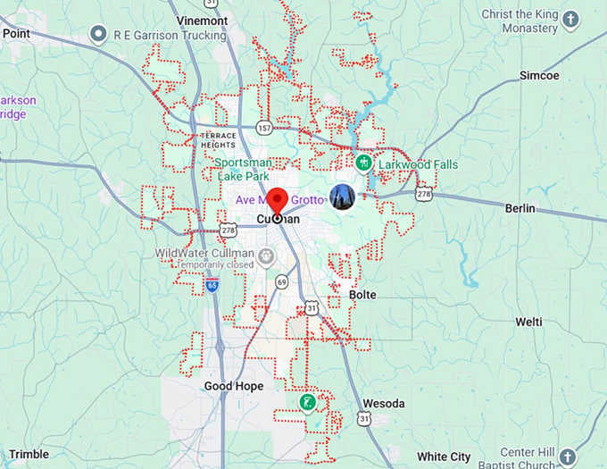 16. cullman, al map