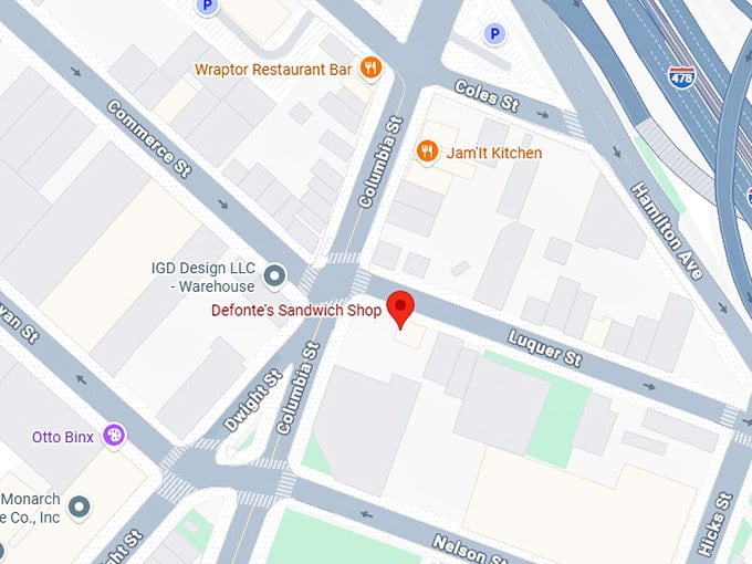 16. defonte's sandwich shop map